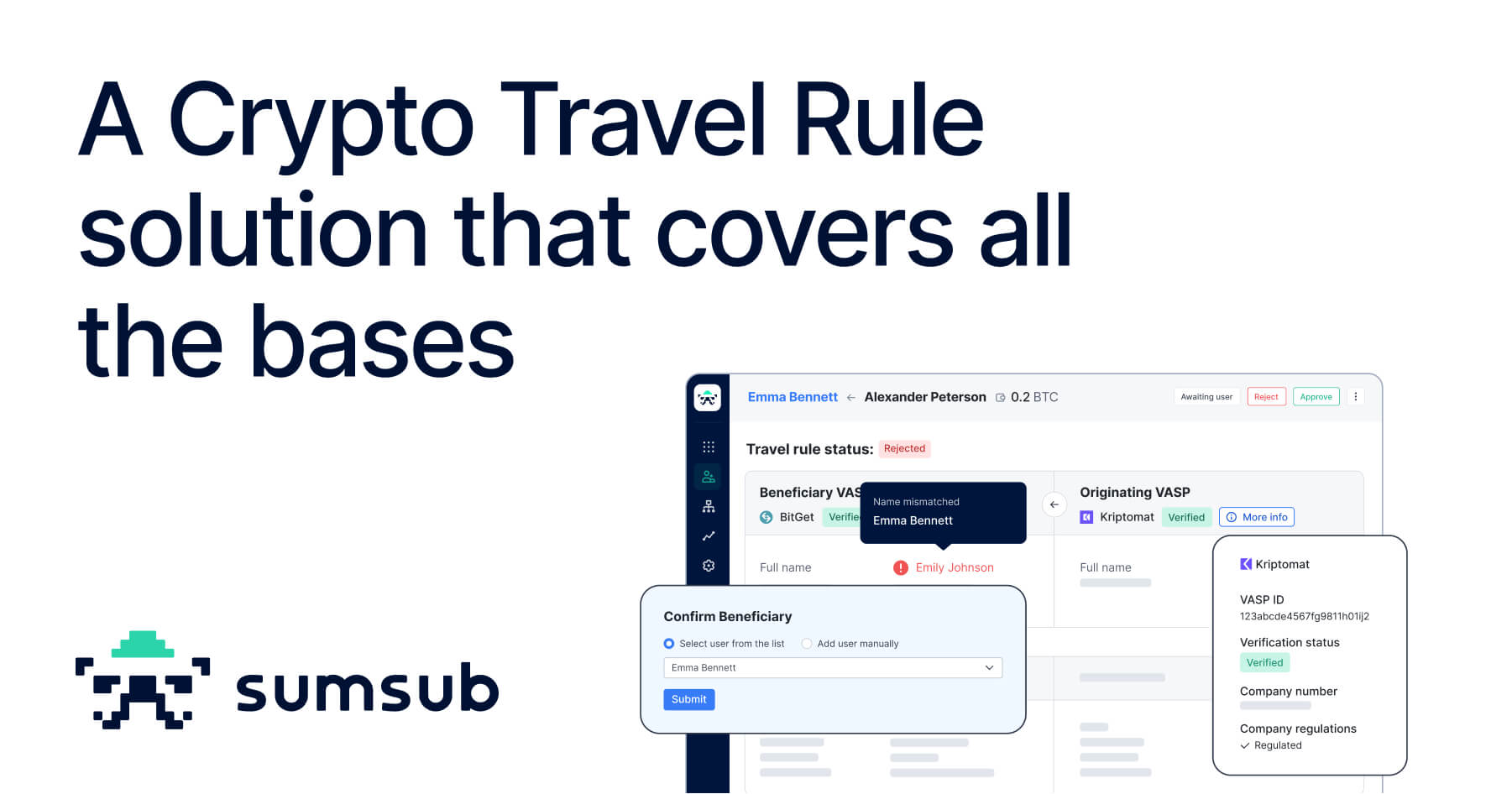 Crypto Travel Rule Solution Provider | Sumsub Crypto Travel Rule Solution Provider | Sumsub